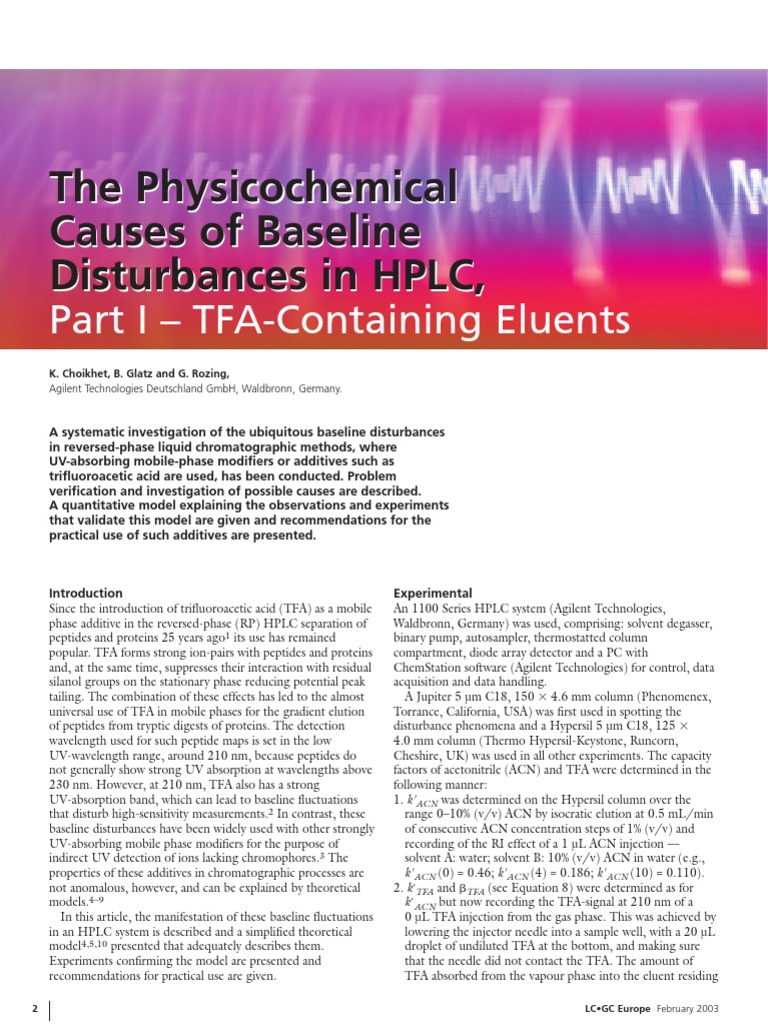 The Physicochemical Causes of Baseline Disturbances in HPLC | Download ...