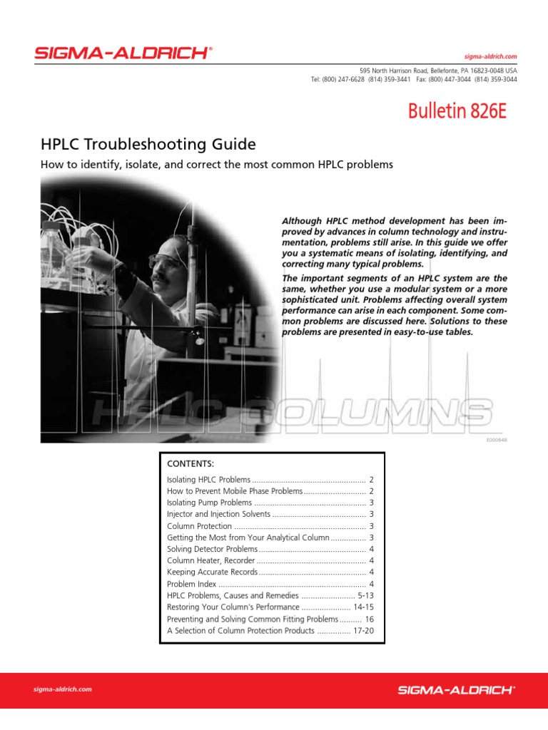 Bulletin 826E: HPLC Troubleshooting Guide | PDF | High Performance ...