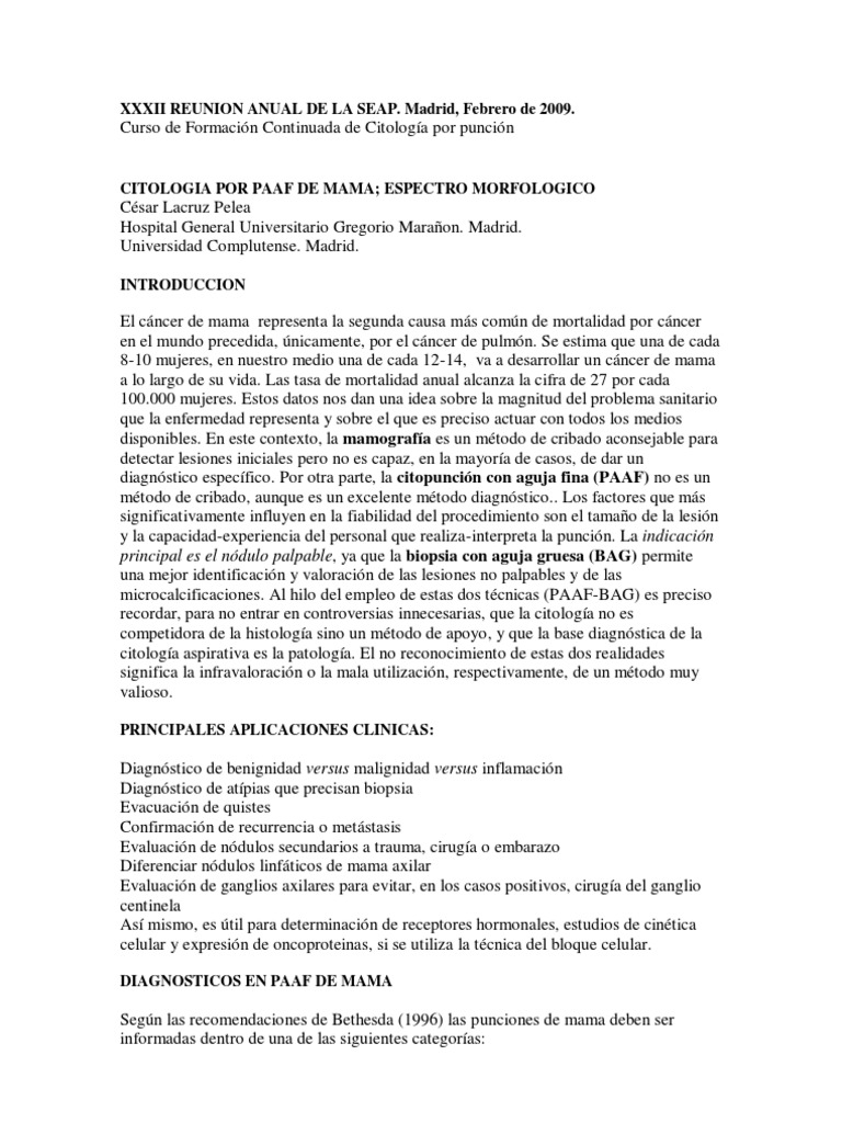PAAF Mama | PDF | Biopsia | Cáncer