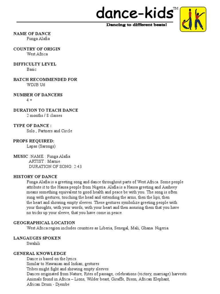 DK Lesson Plan - Funga Alafia | PDF | West Africa | Dances