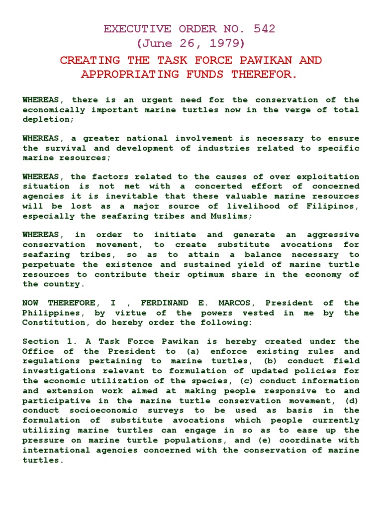 Creating The Task Force Pawikan and Appropriating Funds Therefor | PDF ...