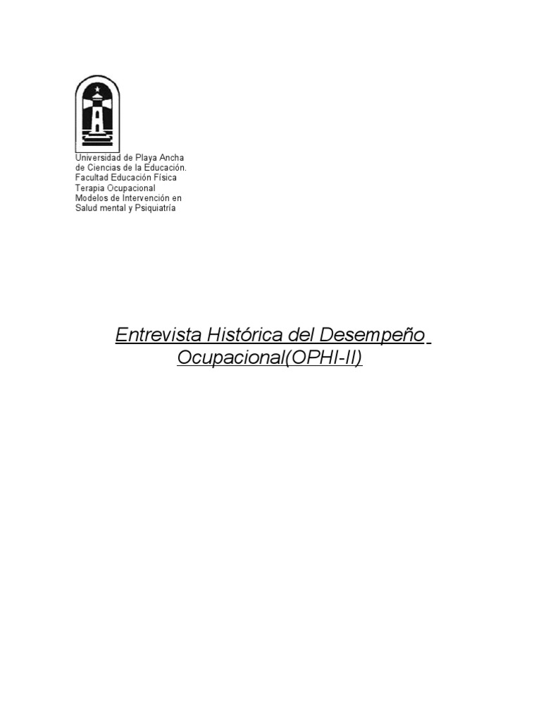 Ophi Ii | PDF | Terapia ocupacional | Comportamiento