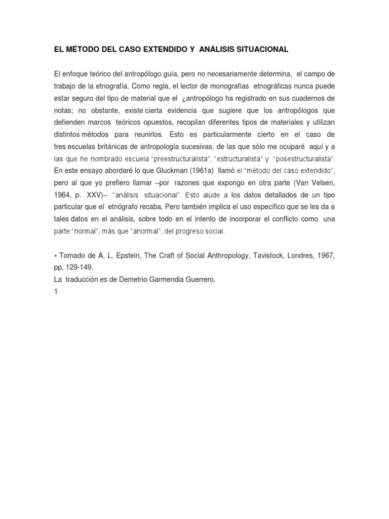 El Método Del Caso Extendido y Análisis Situacional | PDF | Etnografía | Antropología