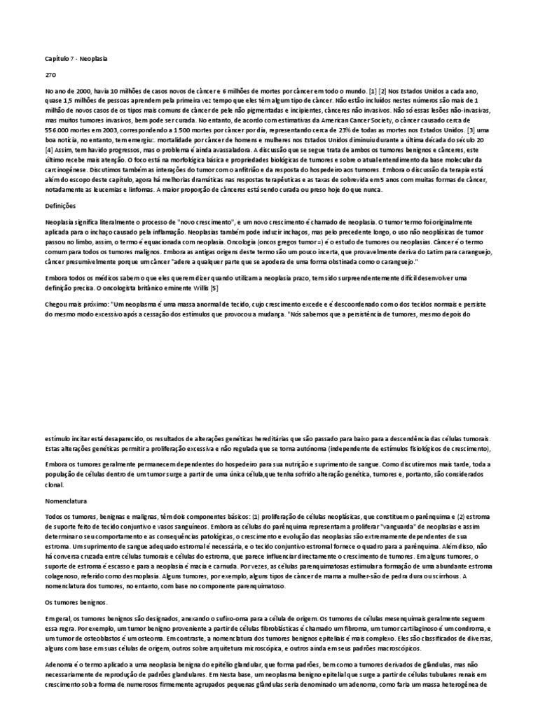 Capítulo 7 NEOPLASIAS ROBBINS | PDF | Gene Supressor de Tumor | Câncer