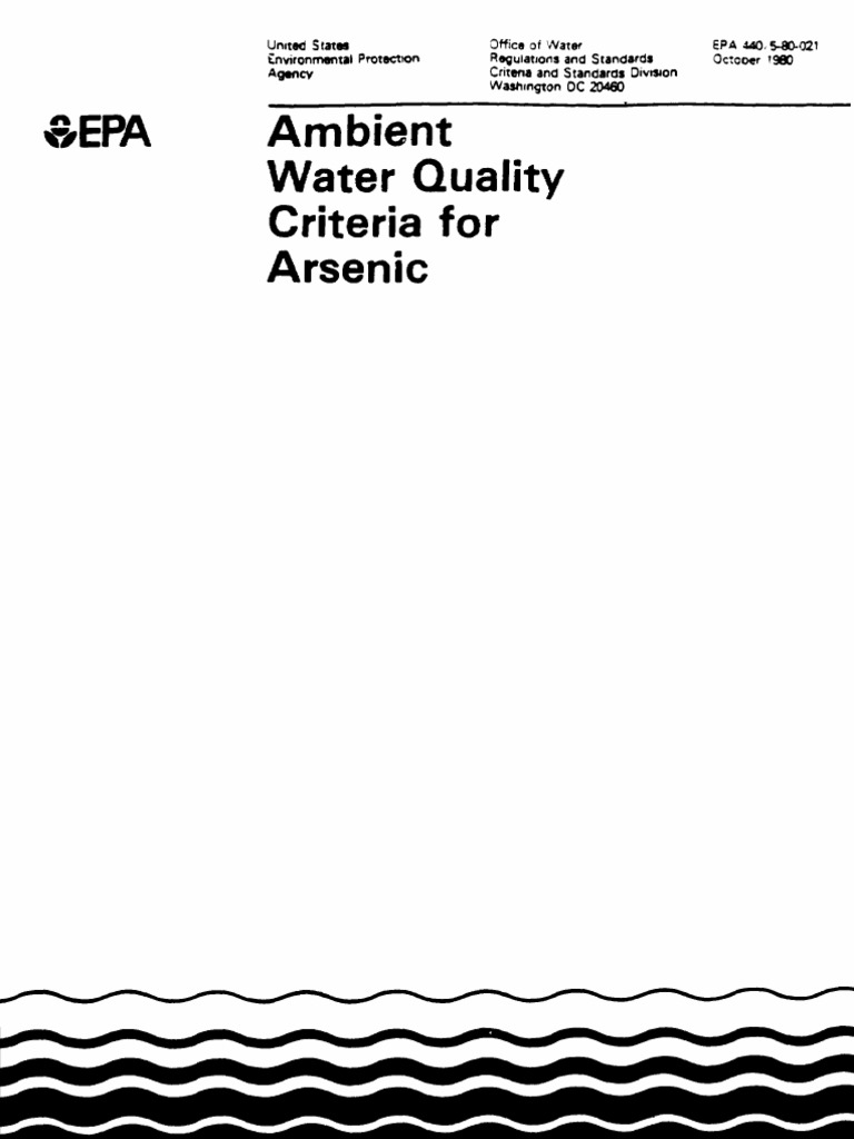 1980 USEPA Office of Water - Ambient Water Quality Criteria For Arsenic ...