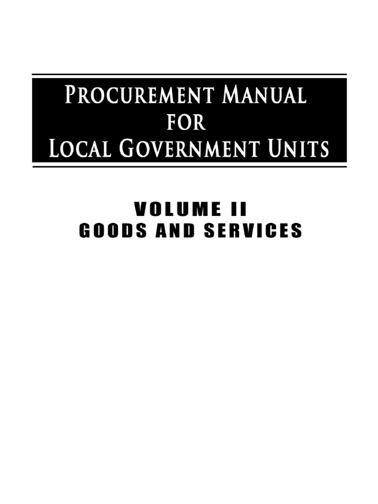 Procurement Manual For LGUs - Goods and Services PDF | PDF ...