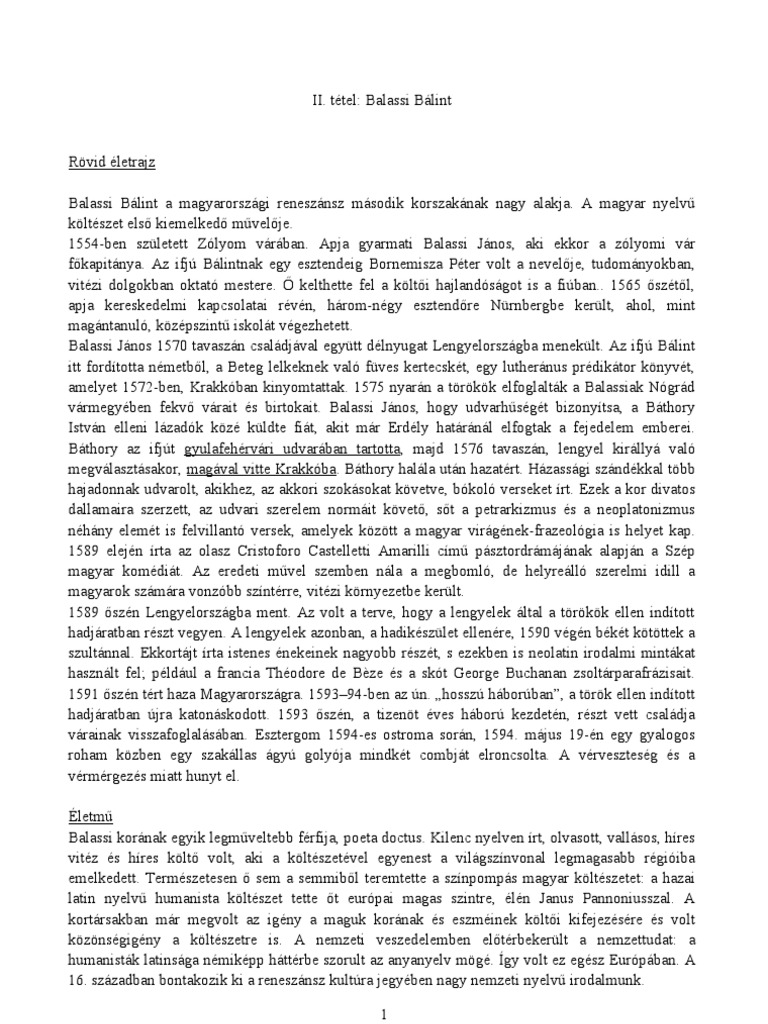 Balassi Bálint | PDF