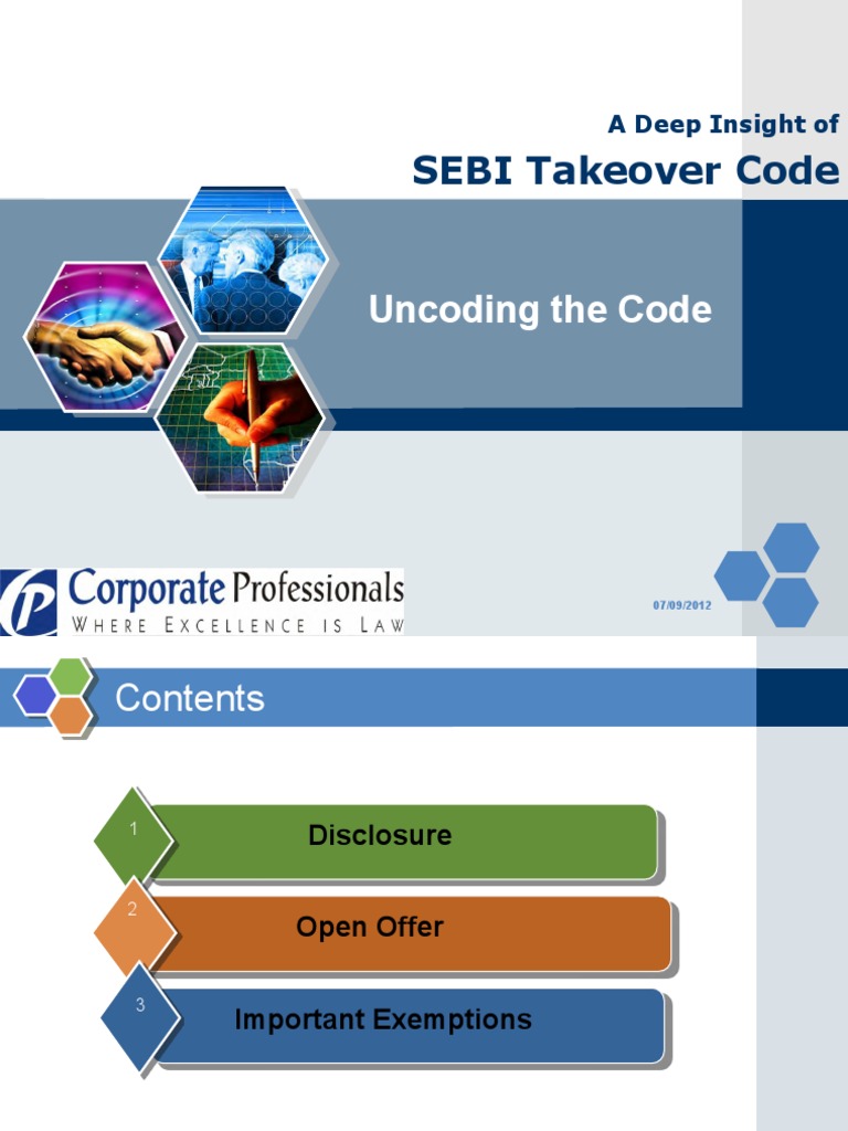 A Detail Insight of SEBI Takeover Code | PDF | Takeover | Mergers And Acquisitions