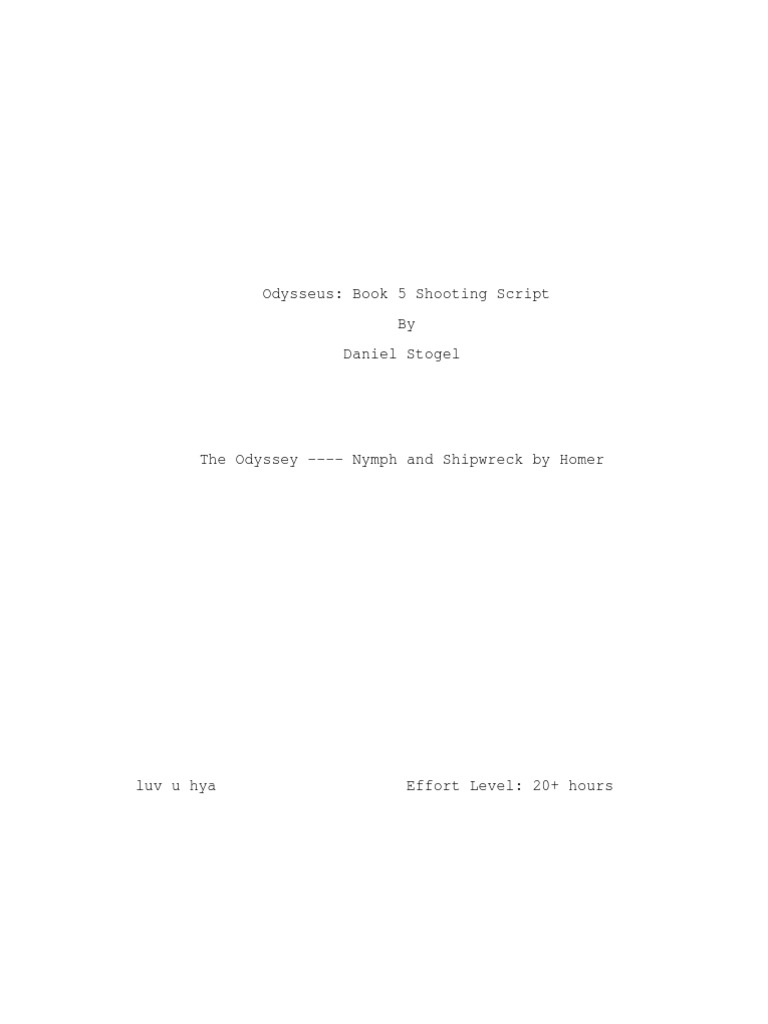 The Odyssey Book 5 Film Script | PDF | Odyssey | Odysseus