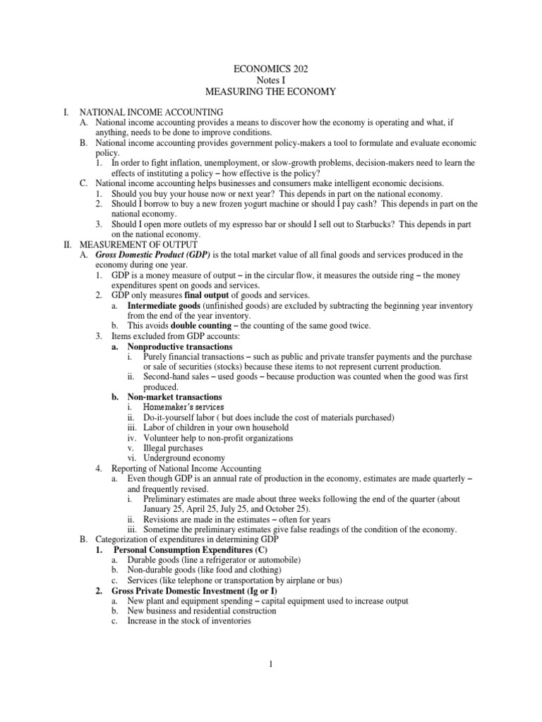 01NotesI-National Income Accounting | PDF | Measures Of National Income ...