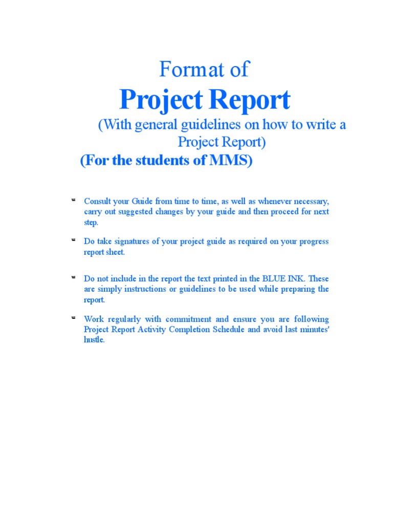 MMS Project Report Format Guide | PDF | Corporate Social Responsibility ...