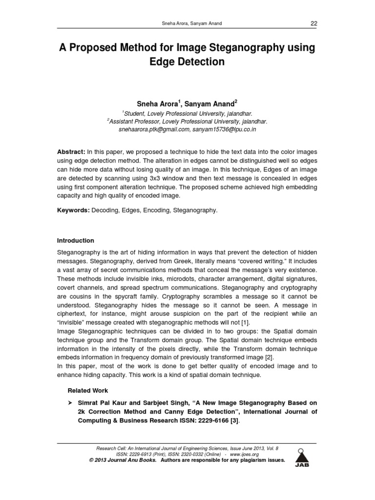 A Proposed Method For Image Steganography Using Edge Detection | PDF | Areas Of Computer Science ...