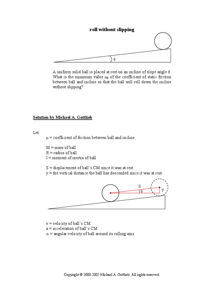 Roll Without Slipping Sol 1 PDF | PDF