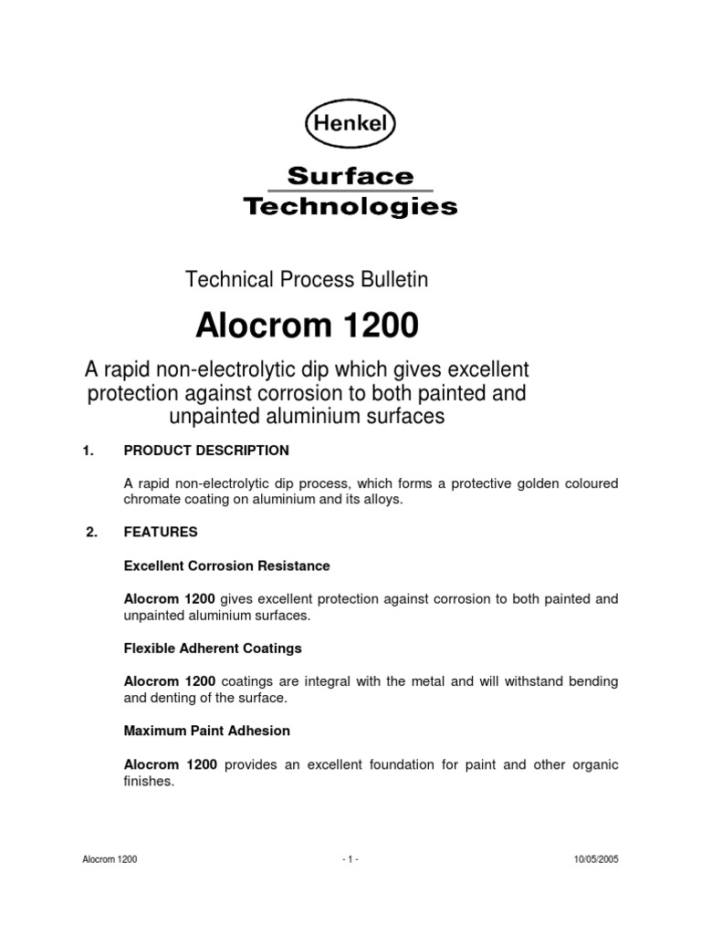 Alocrom 1200: Technical Process Bulletin | PDF | Corrosion | Chromium