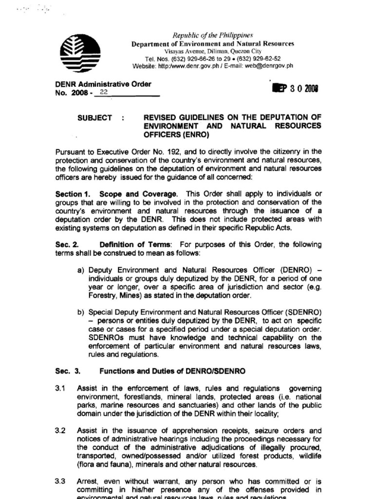 DENR AO 2008-22 | U.S. Securities And Exchange Commission | Arrest