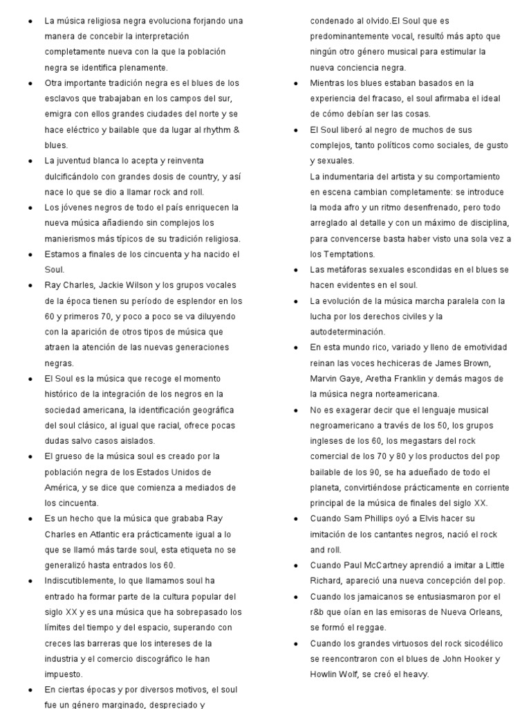 Evolución y legado del soul | PDF | Música soul | Blues