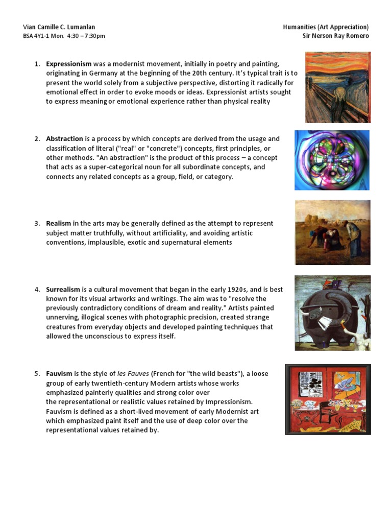 An Exploration of Art Movements: Expressionism, Abstraction, Realism ...
