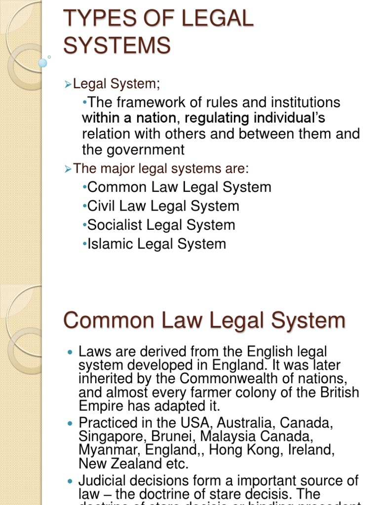 Types of Legal Systems | PDF | Equity (Law) | Common Law