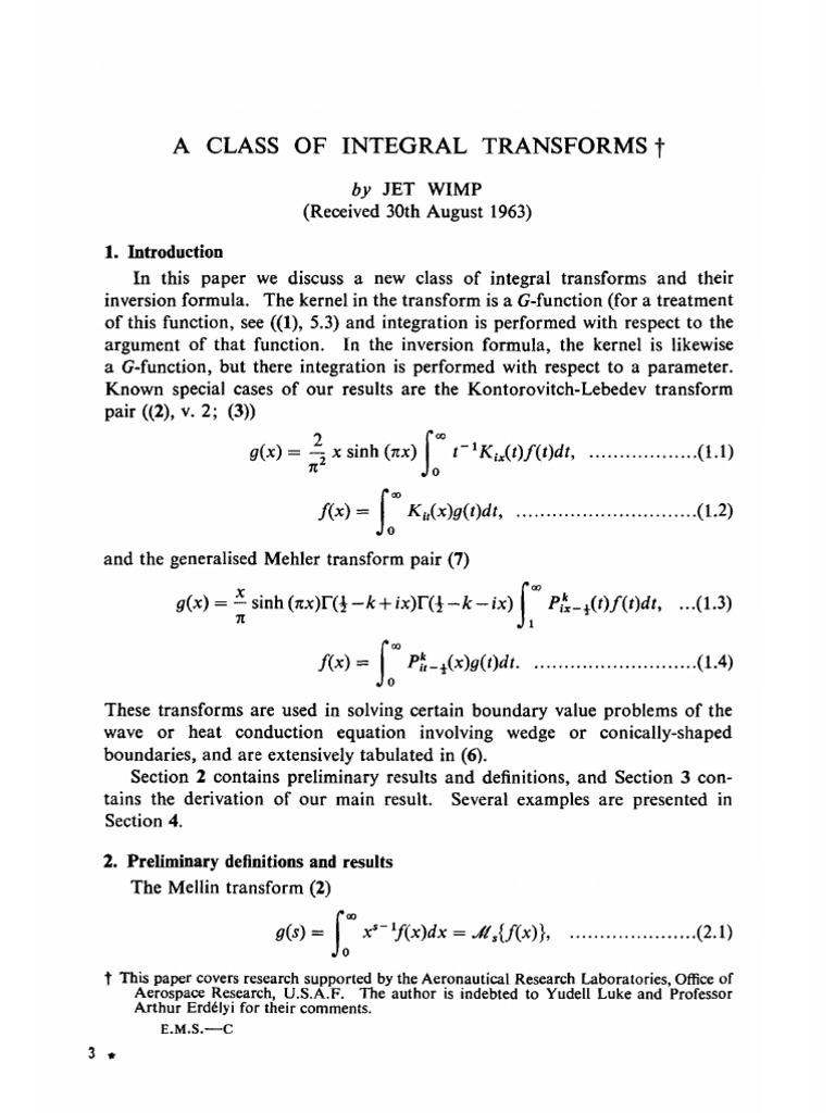 Integral Transforms with G-Function | PDF | Mathematical Objects | Functions And Mappings
