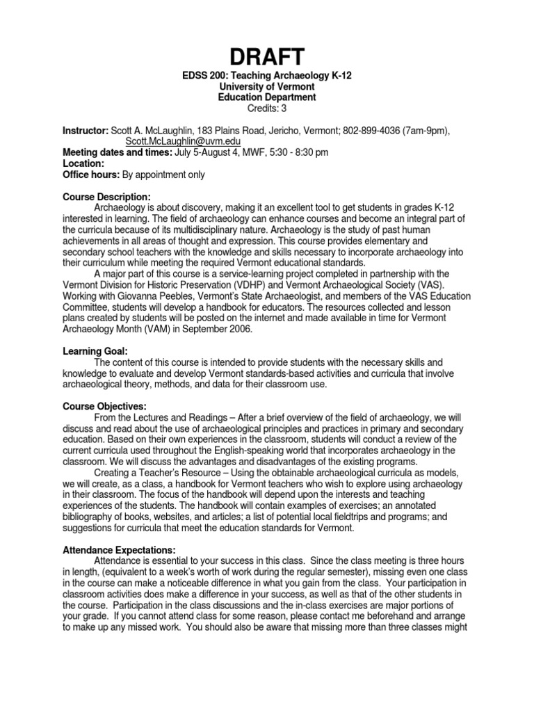 ScottMc Teaching Archaeology DRAFT | PDF | Lesson Plan | Archaeology