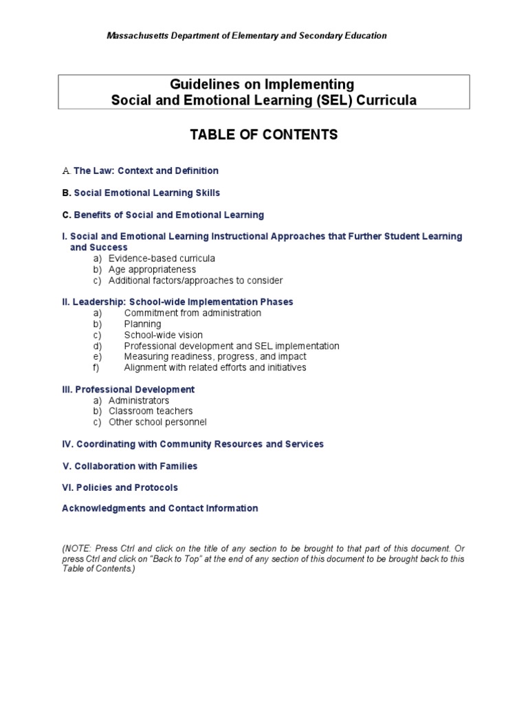 Guidelines for Implementing Effective Social Emotional Learning ...