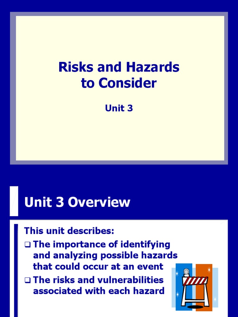 Risks and Hazards To Consider: Unit 3 | PDF | Emergency Management ...
