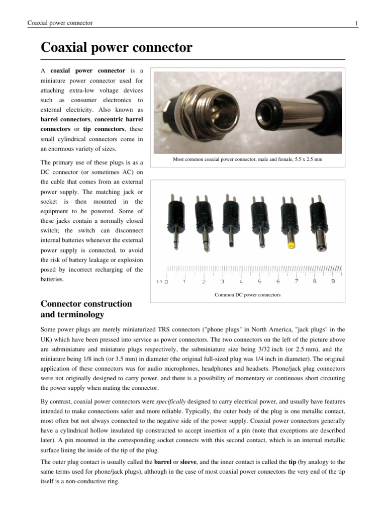 Eiaj Dc Power Connectors Chart