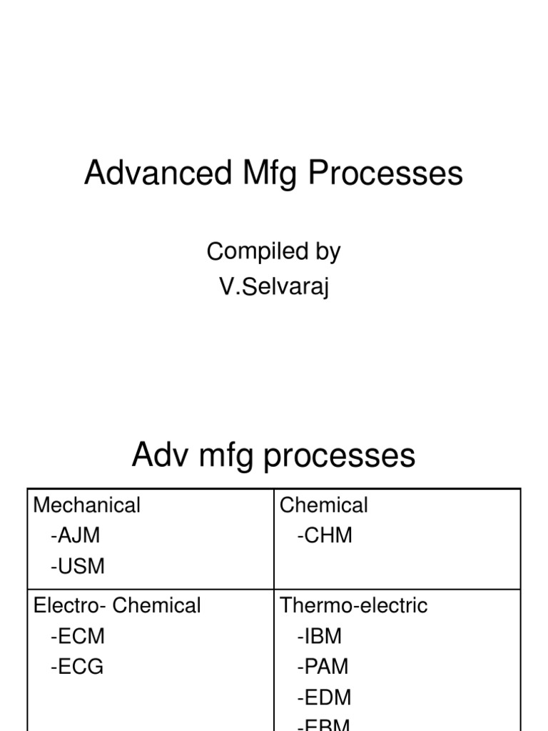 Advanced MFG Processes | PDF | Chemistry | Applied And ...