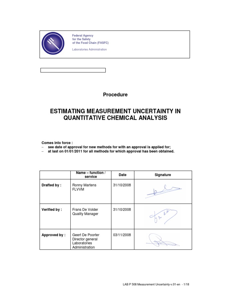 Estimating Measurement-Uncertainty - in Quantitative Chemical Analysis ...