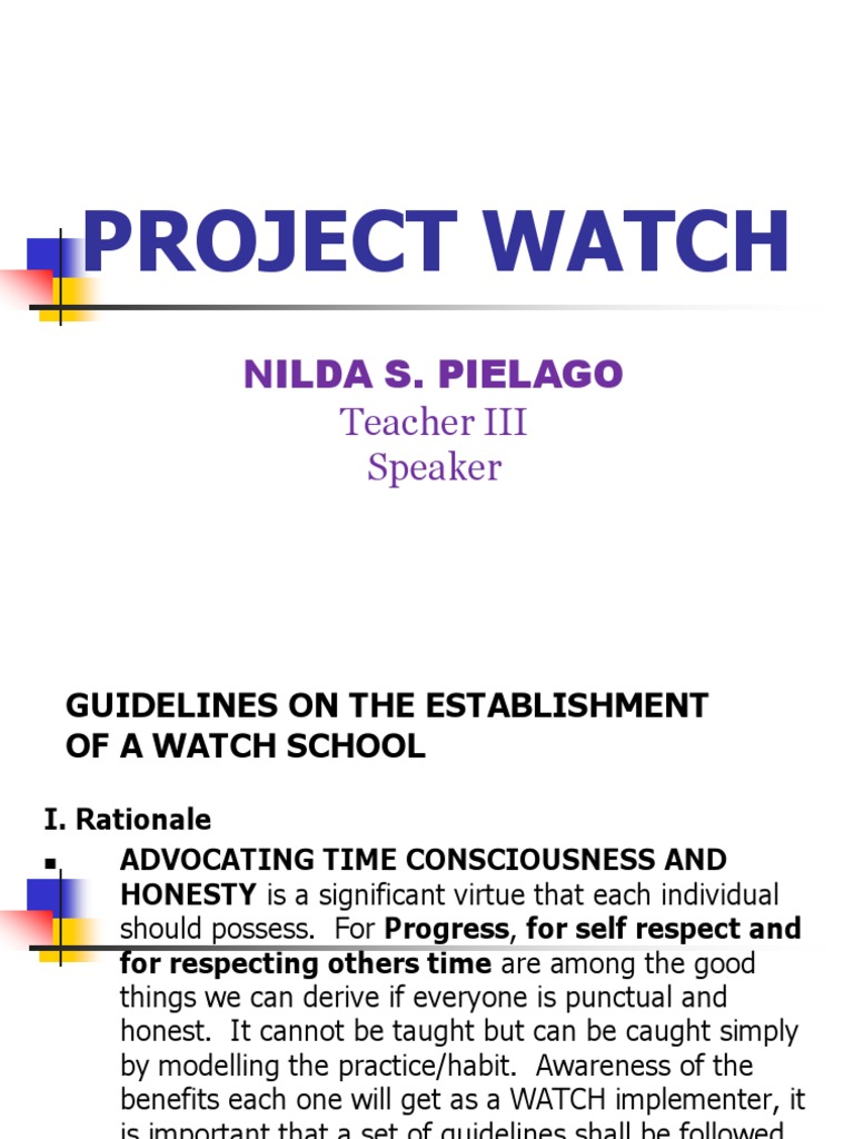 Guidelines of Project Watch