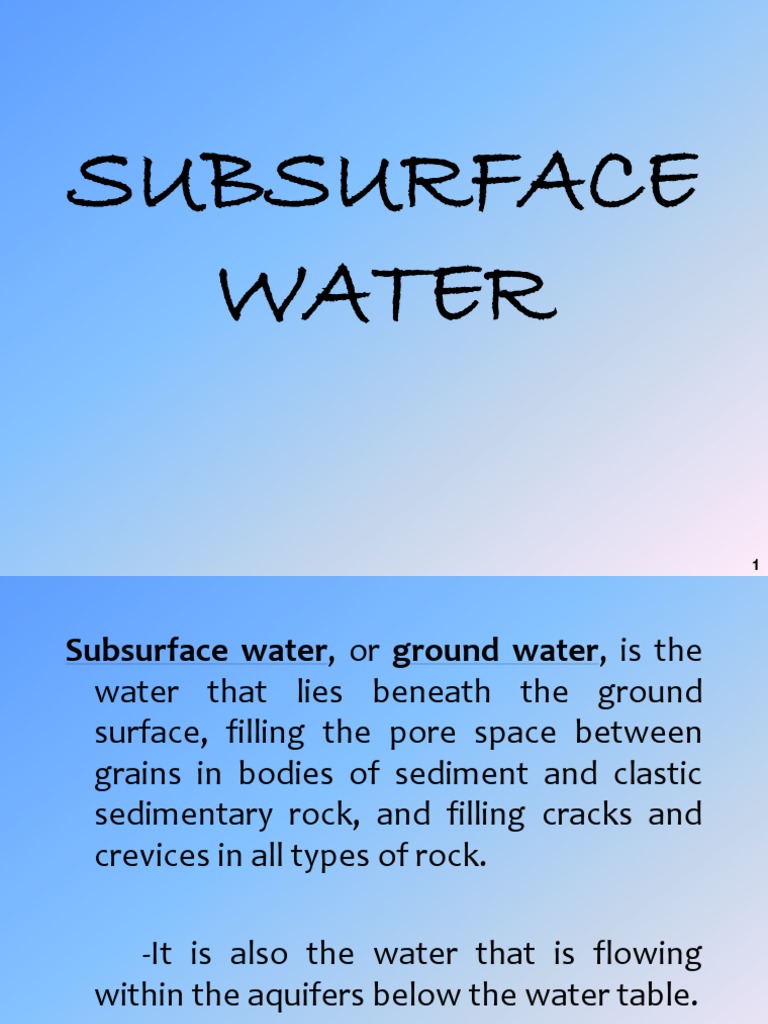 Subsurface Water Presentation | Aquifer | Groundwater