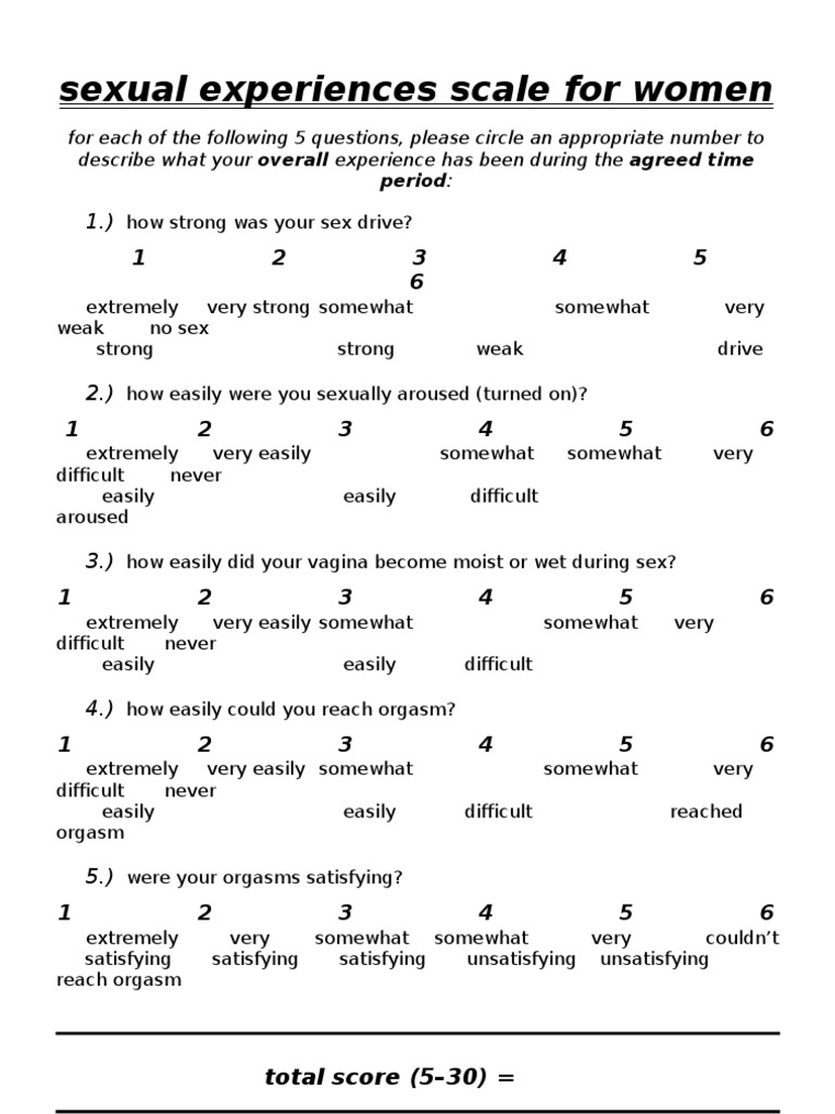 Measuring Female Sexual Experiences: A Self-Report Scale for Assessing ...