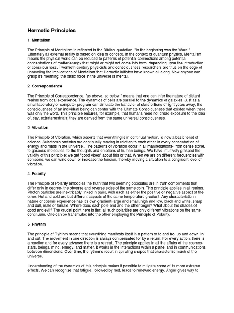 Hermetic Principles | PDF | Consciousness | Physics