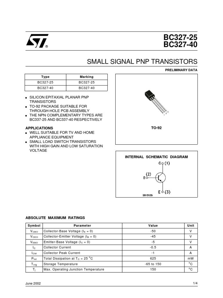 bc327-40 pnp | Bipolar Junction Transistor | Electrical Equipment