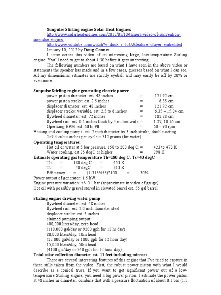 Sunpulse Stirling Engine Solar Heat Engines PDF | Download Free PDF ...