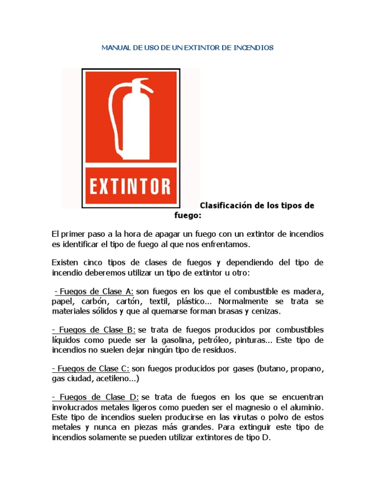 Manual de Uso de Un Extintor de Incendios | PDF | Aluminio | Dióxido de ...
