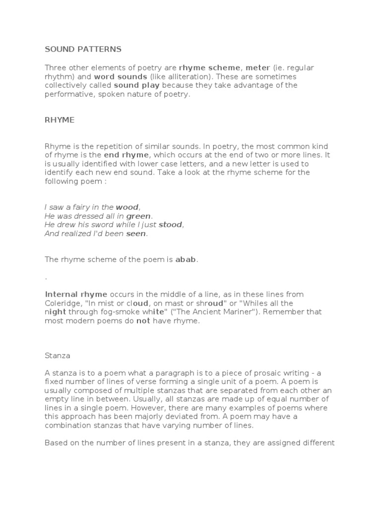 Sound Patterns | PDF | Metre (Poetry) | Poetry