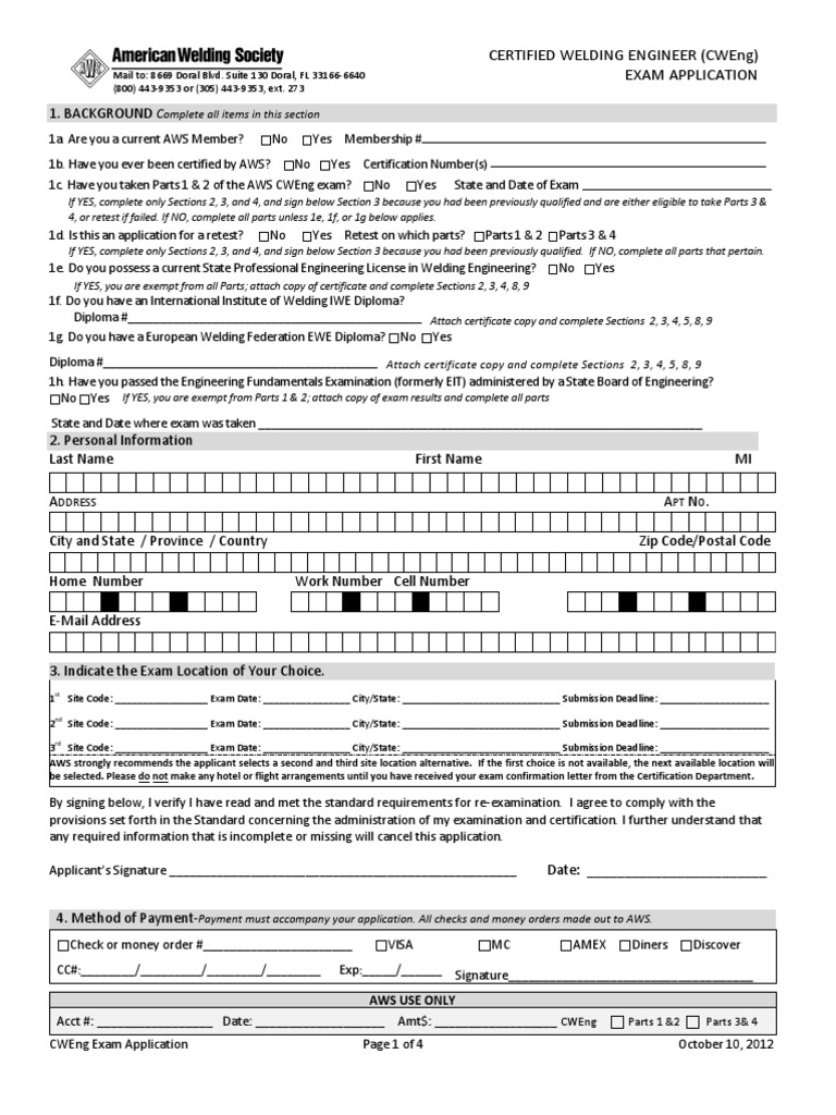 CWEng Exam Application | PDF | Professional Certification | Diploma