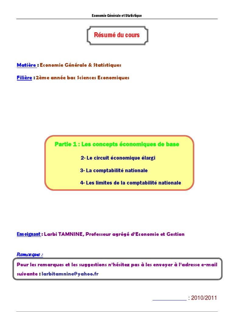 Resume Eco BAC Maroc PDF | PDF | Indice de développement humain ...