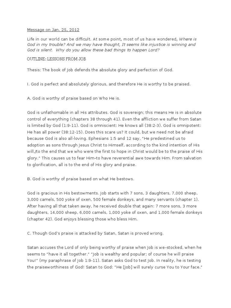 Lessons From Job | PDF | Book Of Job | Monotheism