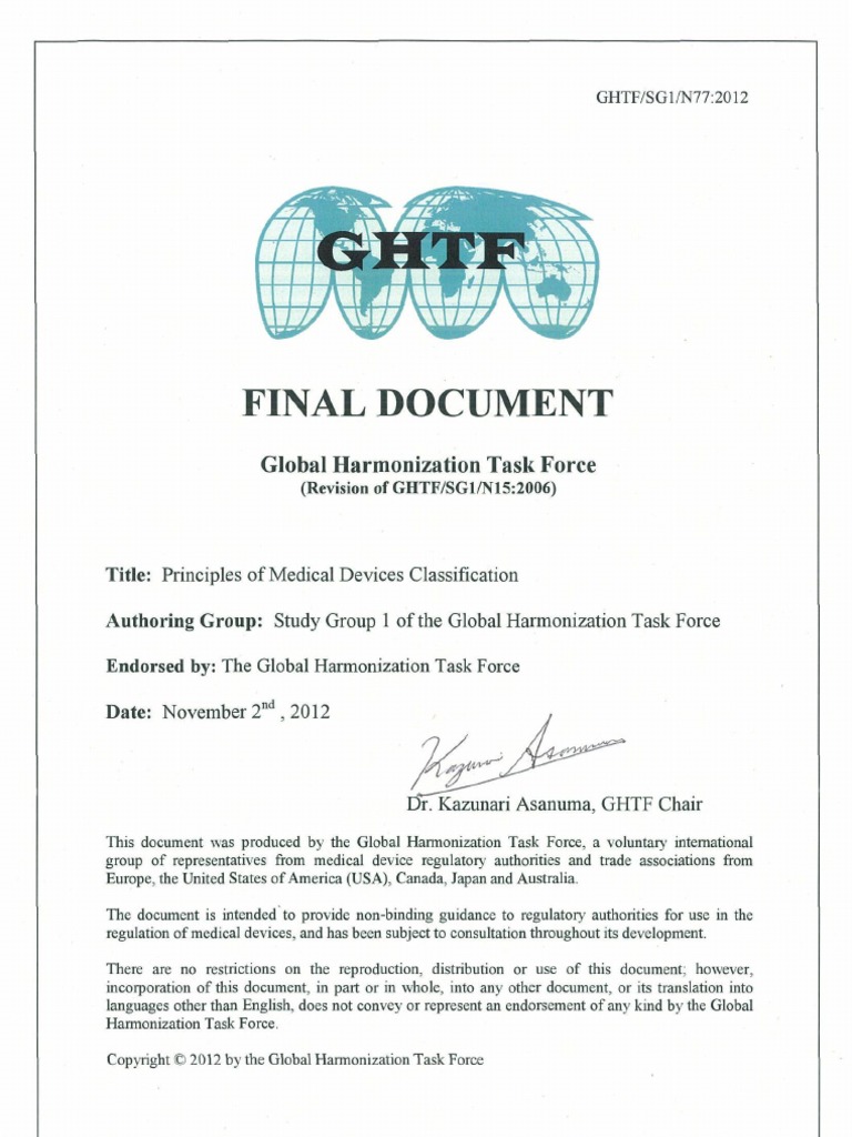 GHTF Imdrf Clasificacion de DM | PDF | Medical Device | Monitoring ...