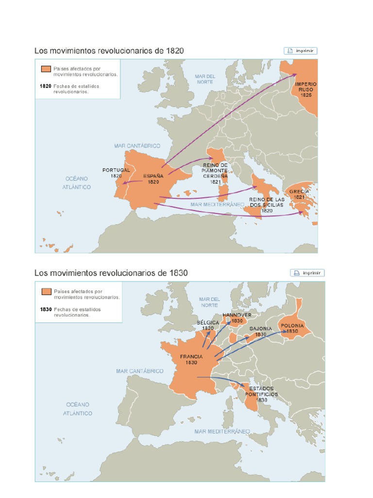 Mapas de Revoluciones 1820, 1830 y 1848 | PDF
