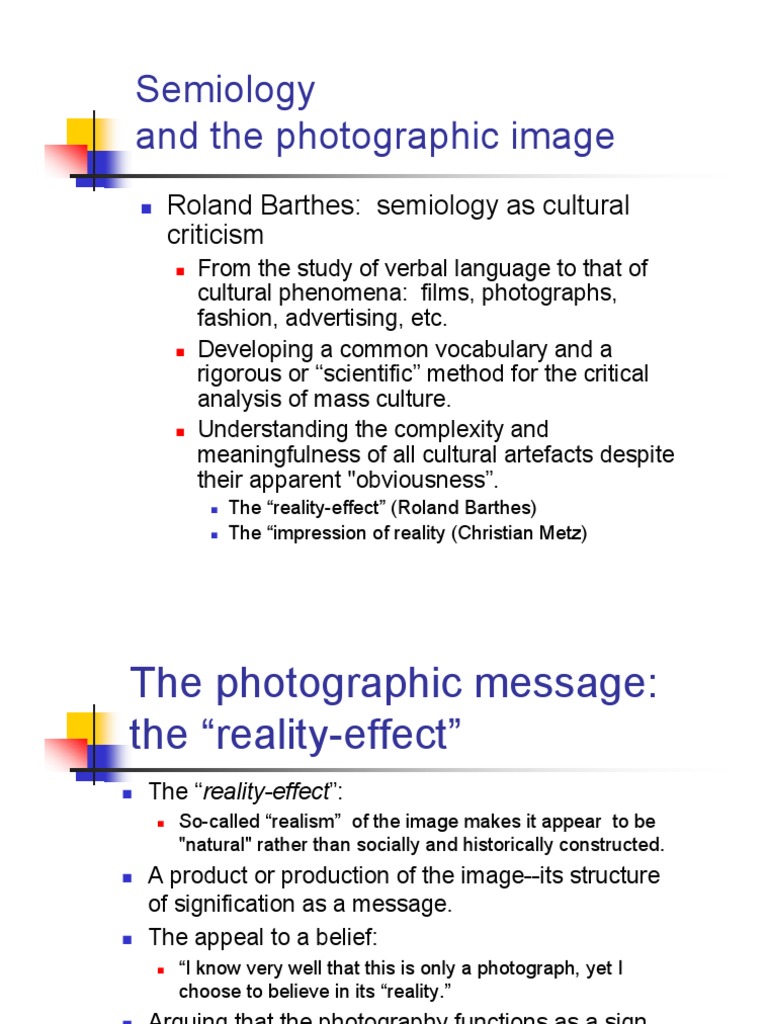 Semiology and The Photographic Image | PDF | Representation (Arts ...