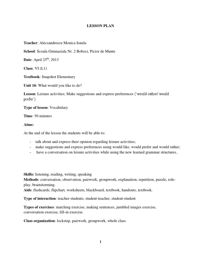 Lesson Plan-6th Grade | PDF | Vocabulary | Teachers