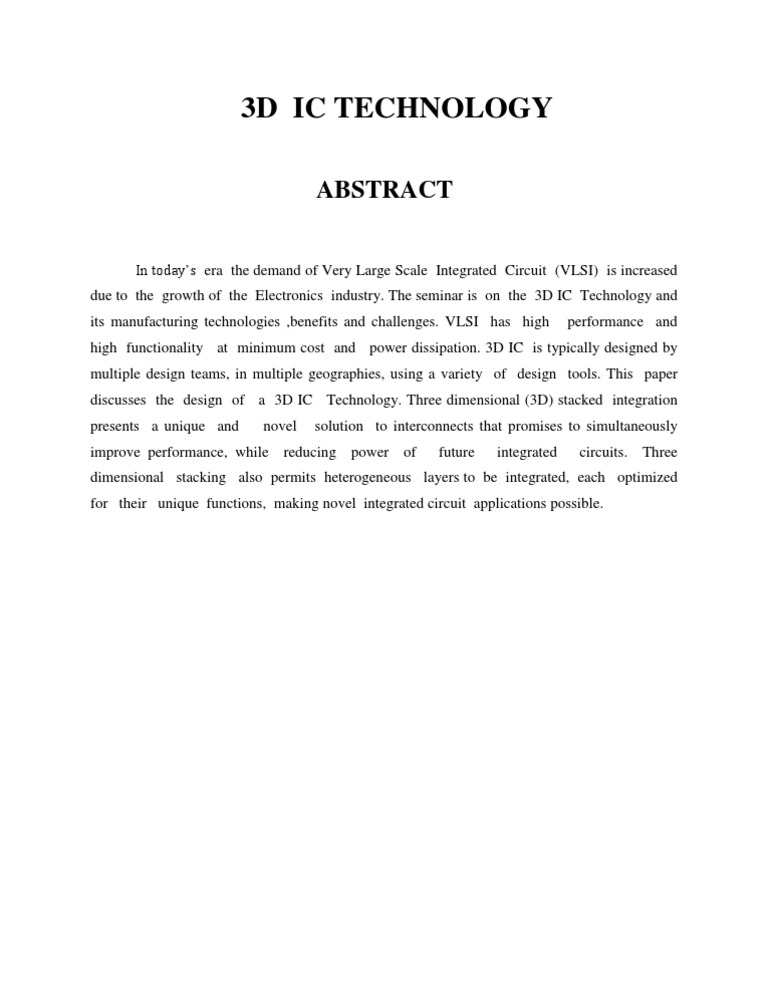 3D Ic Technology | PDF | Technology & Engineering