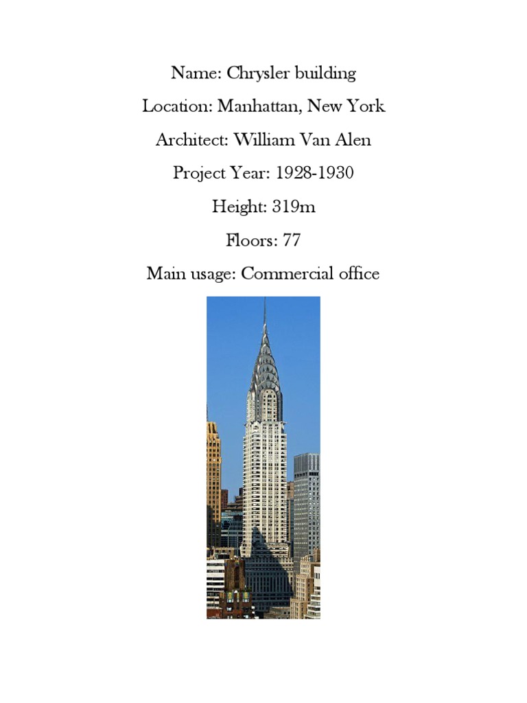 Chrysler Building Architectural Overview | PDF | Technology & Engineering