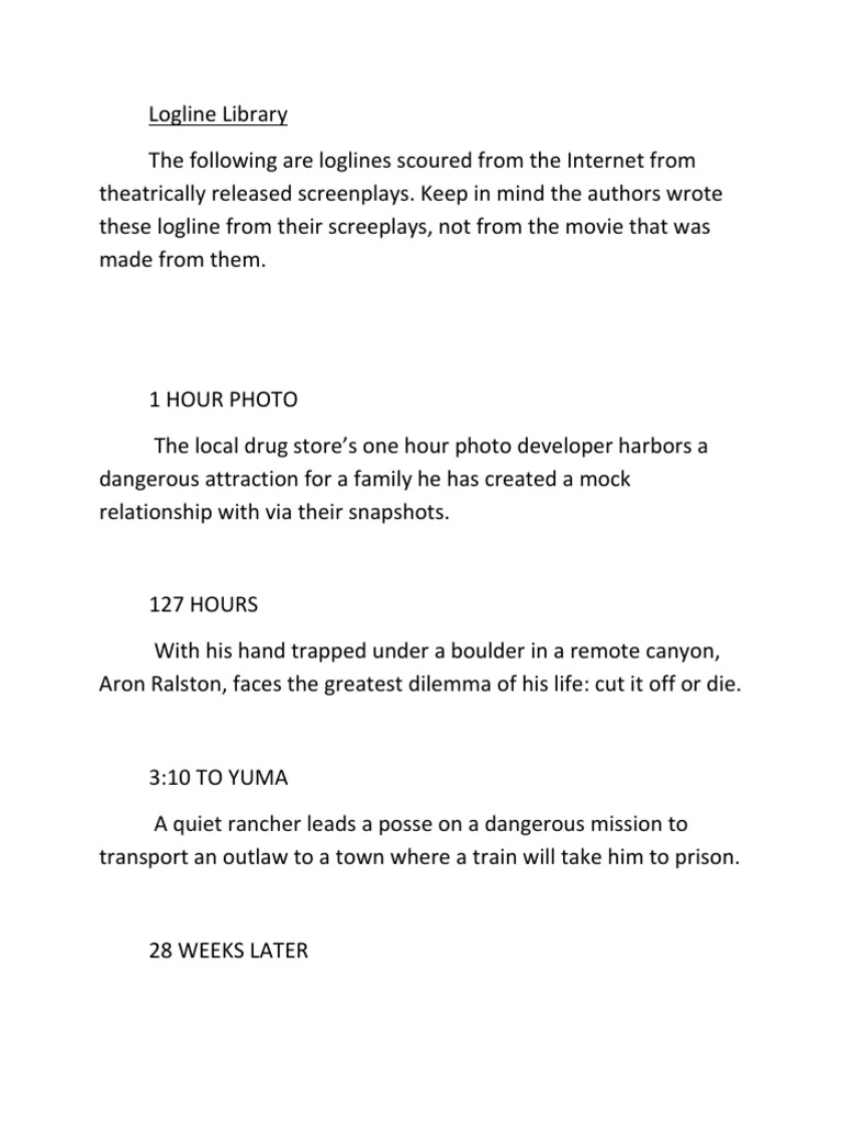 Log Lines of Films 500 Films | PDF | Screenplay | Nazi Germany