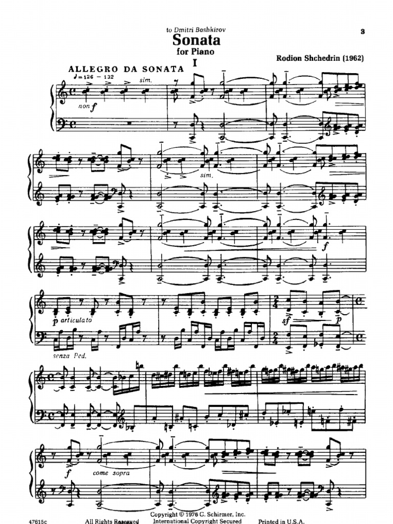 Shchedrin - Sonata No. 1 (1962) PDF | PDF | Home & Garden