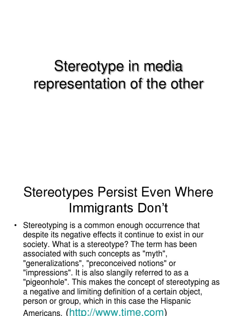 Stereotype in Media Representation of the Other | Stereotypes | United ...