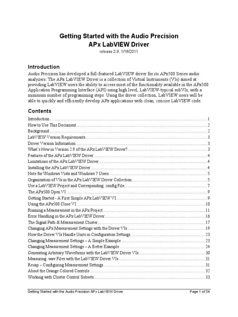APx LabVIEW Getting Started | PDF | Application Programming Interface | Device Driver